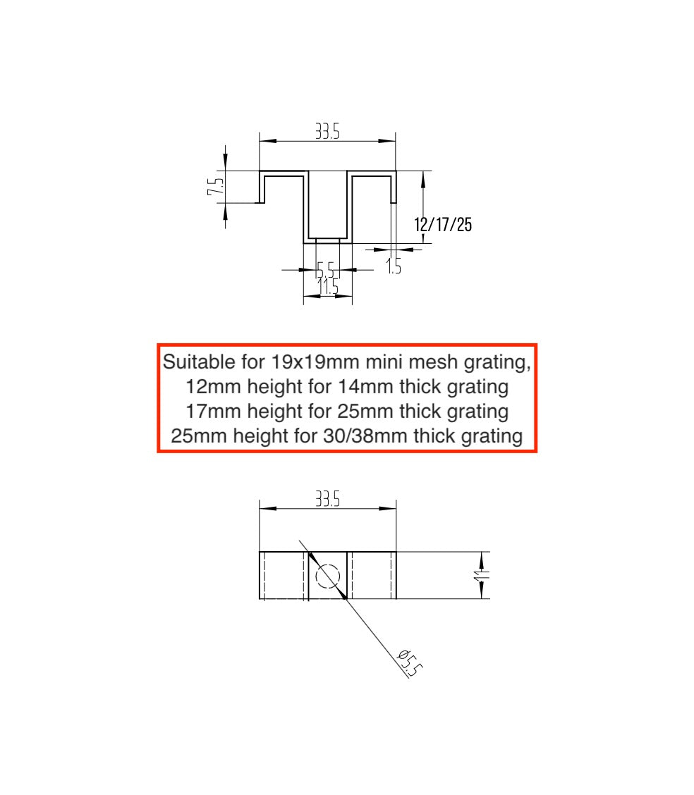 Stainless M Type Fixing clips for FRP grating – ESA GRATING